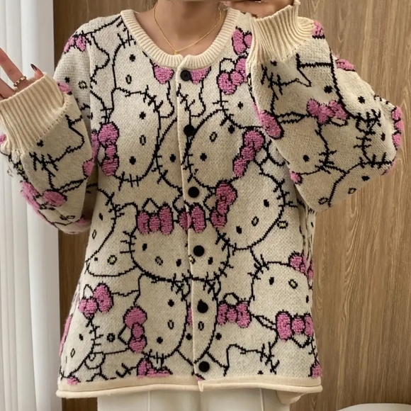 Hello Kitty | Sweaters | Hello Kitty Pink And Cream Womens Sweater ...